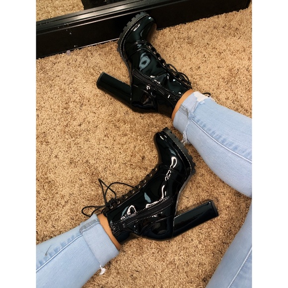 Shoes | Black Patent Leather Booties 55 | Poshmark